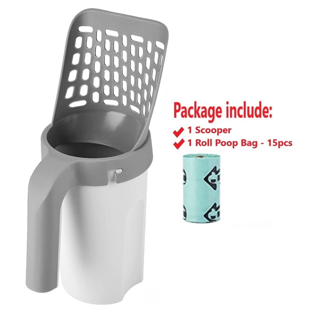 Premium Cat Litter Scoop Upgraded 2 in 1 Shovel with Built-In Waste Bin ...