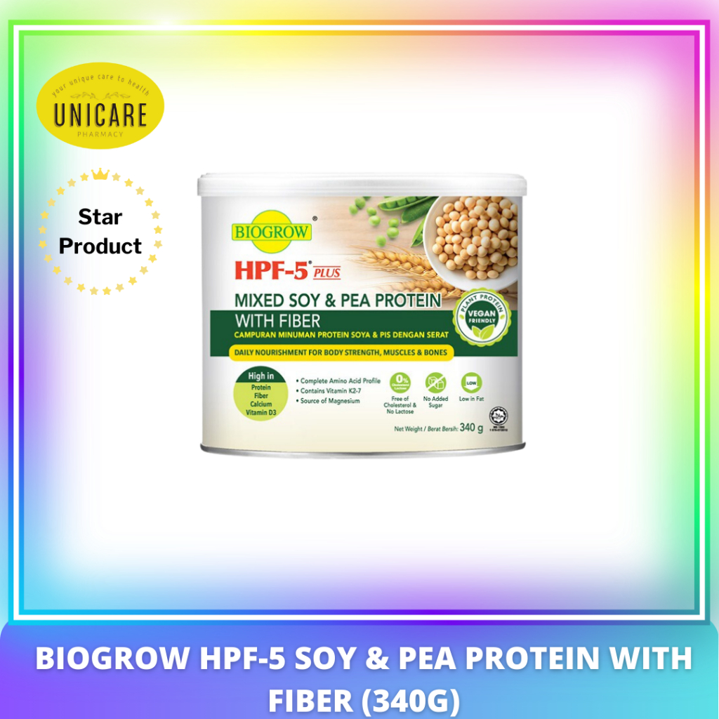 BIOGROW HPF-5 PLUS MIXED SOY & PEA PROTEIN WITH FIBER (340G) | Shopee ...