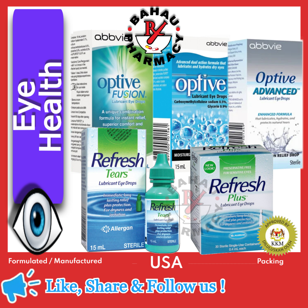 ABBVIE EYE DROPS REFRESH PLUS, REFRESH TEARS & OPTIVE FUSION OPTIVE ...