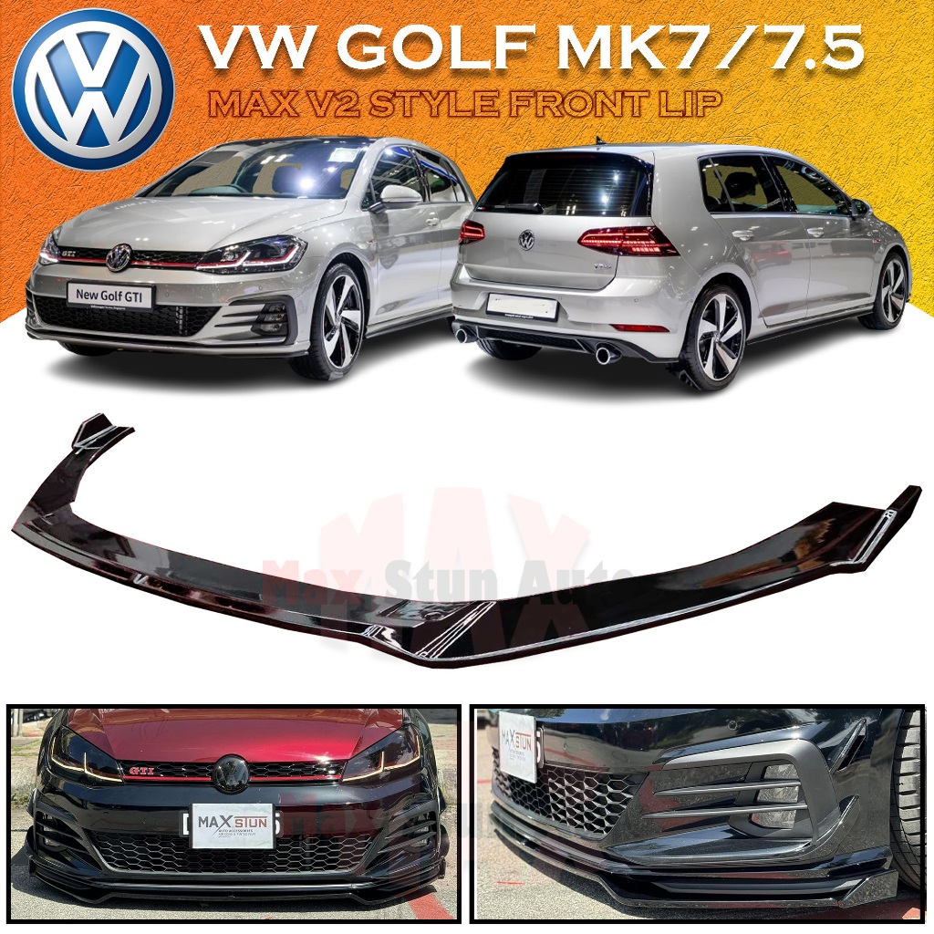 VOLKSWAGEN GOLF MK7 MK7.5 GTI R MAXTON V2 STYLE FRONT LIP LIP DEPAN ...