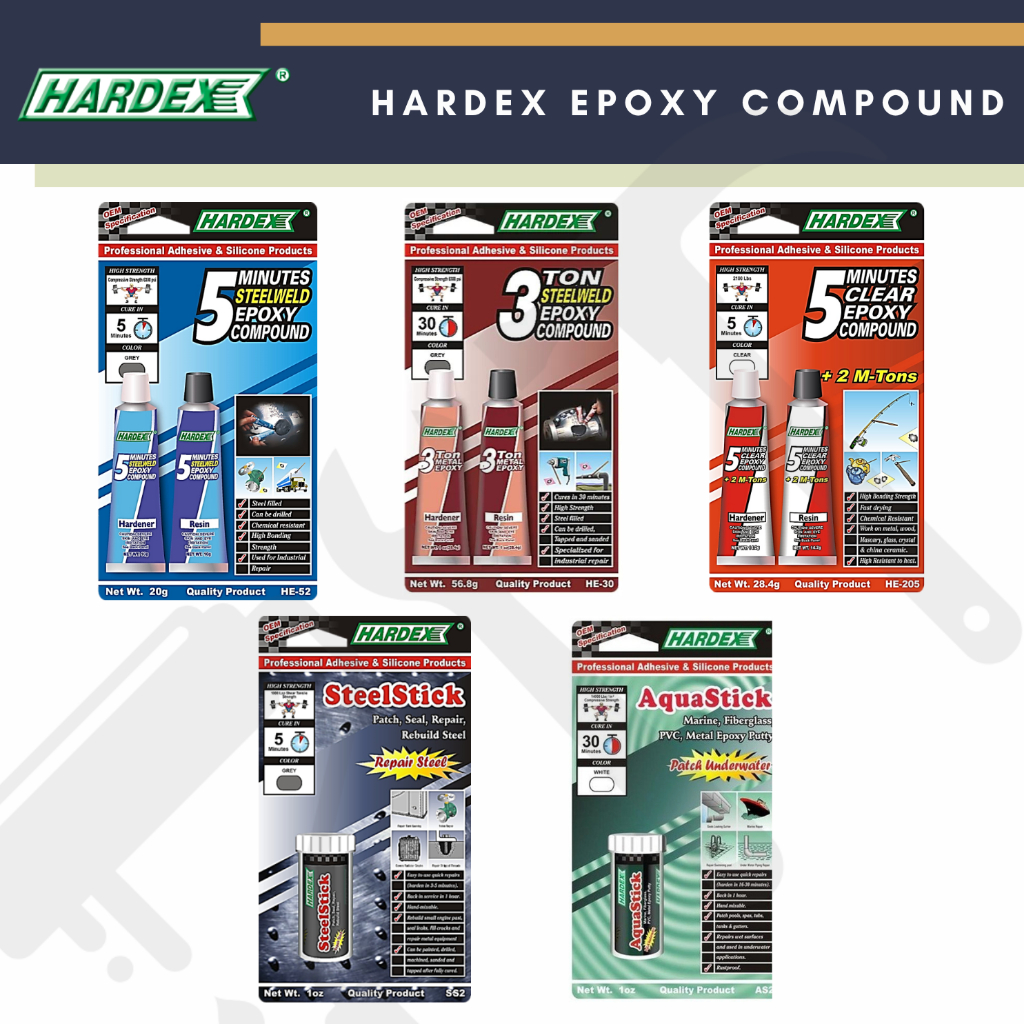HARDEX EPOXY COMPOUND | HE-5 HE-30 HE-205 SS-2 AS-2 | 3 Ton Metal Epoxy ...