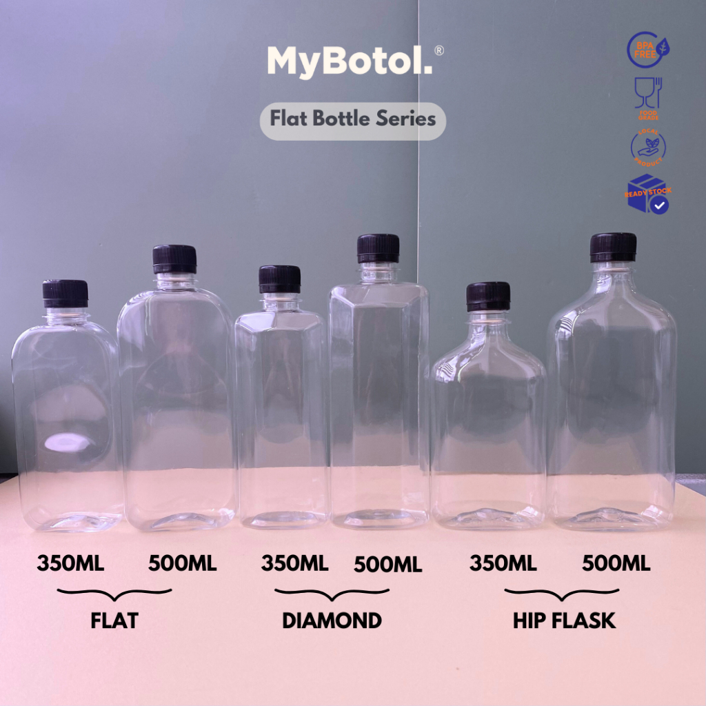[mybotol] BOTOL PLASTIK KOSONG FLAT SHAPE | COLD BREW BOTOL KOPI ...