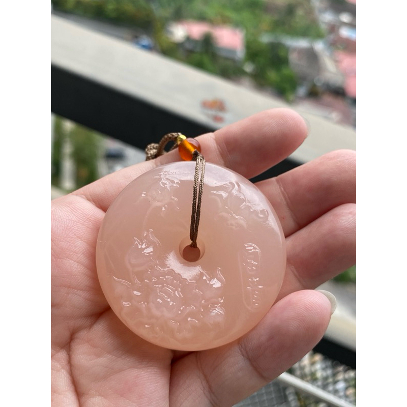 hertian jade (nephrite jade) flower Pin An Kou pendant-和田玉（软玉）花开富贵平安扣吊坠 ...