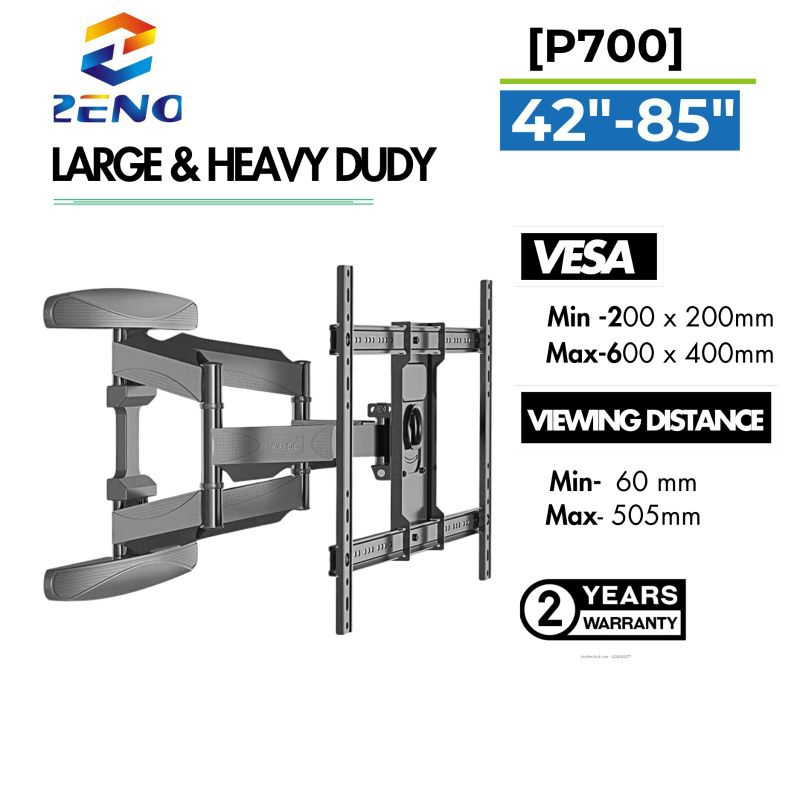 KALOC X6 40"-85" Extra Large & Heavy Duty SLIM Full Motion Adjustable Wall Mount Tv Bracket ...