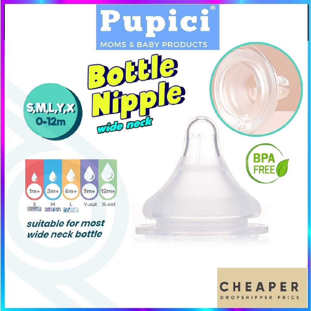 Baby Puting Teat Nipple Wide Neck Bottle Silicone Botol Susu BPA Free Lembut (Anti Colic ...