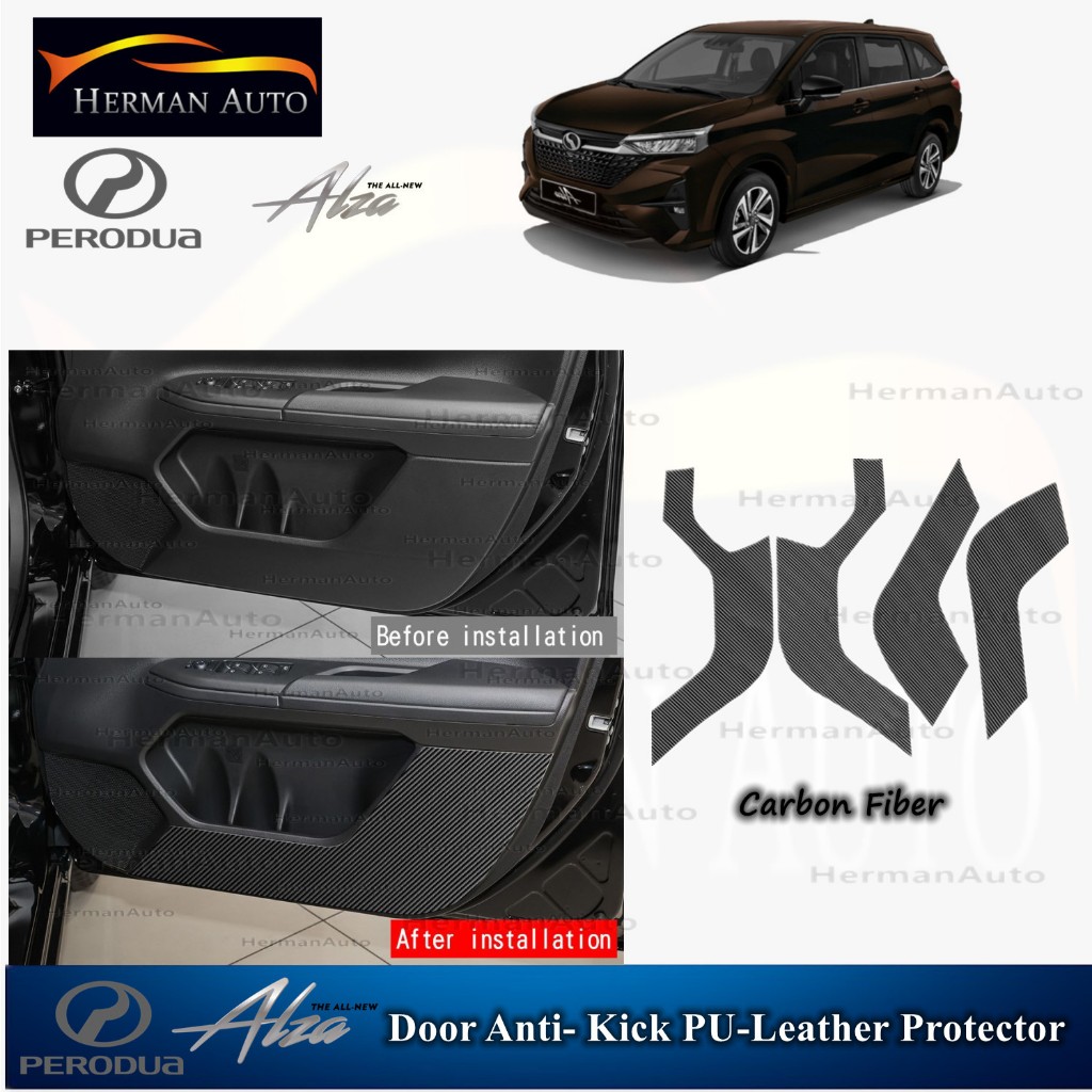 HermanAuto Perodua New Alza 2022-2024 Car Door Trim PU Leather Anti ...