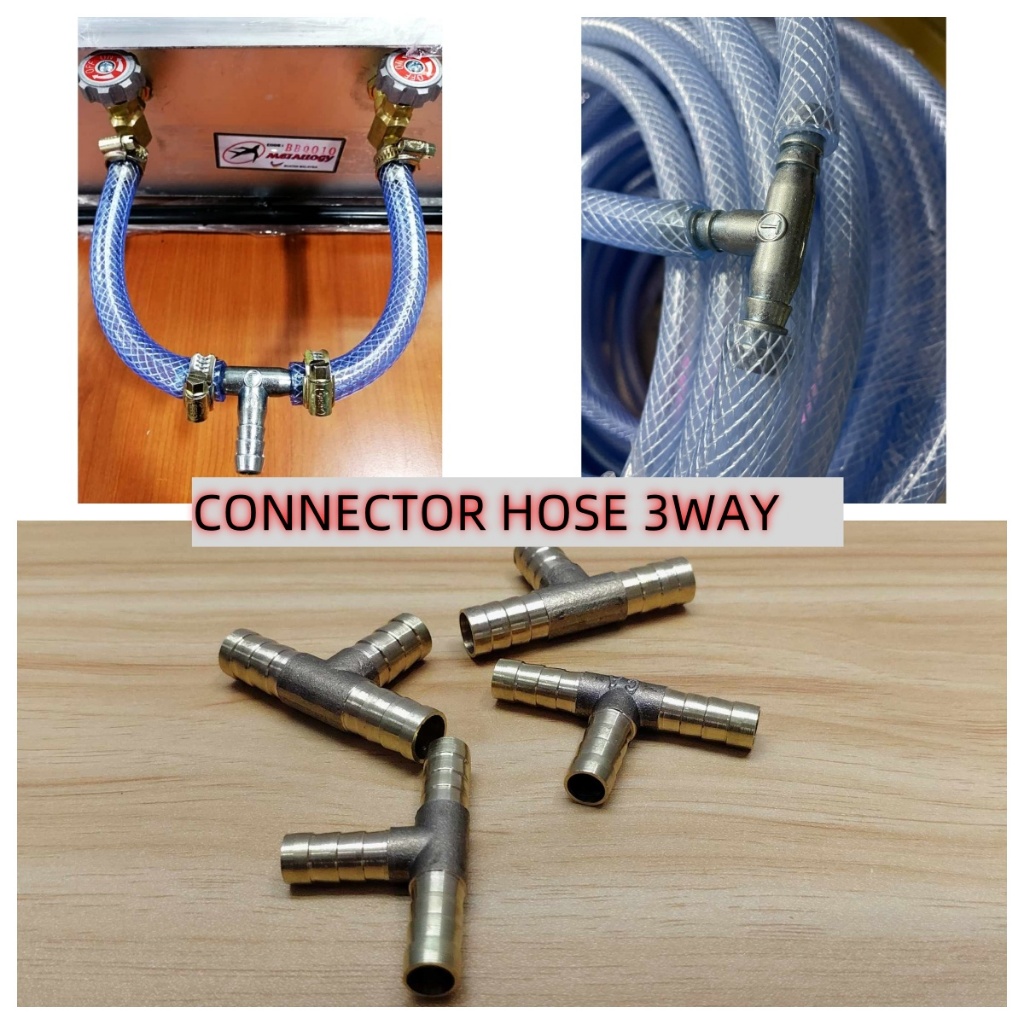 CONNECTOR HOSE 3WAY 8/10MM PIPE GAS WATER COPPER SOCKET 1to2 SPLITTER ...