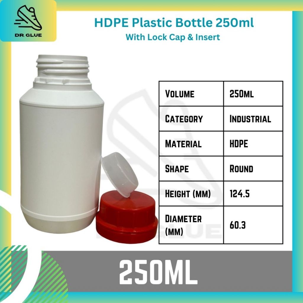 250ml HDPE Round Plastic Bottle / Botol Plastik HDPE 250ml / White ...