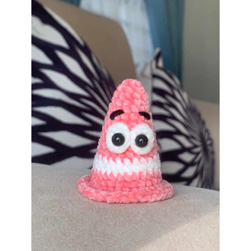 Patrick Star Cone Keychain (Cute Handmade Crochet Patrick Star Cone ...