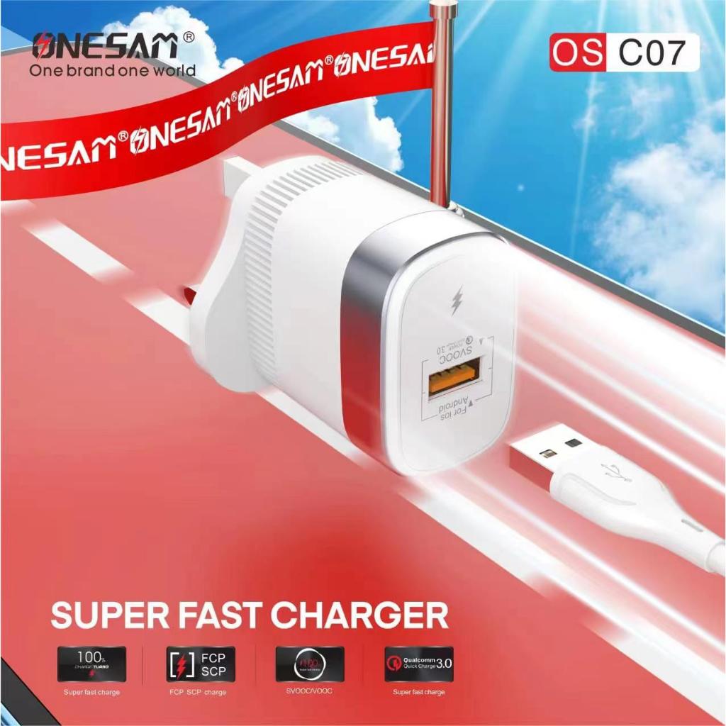 ONESAM OS-C07 20W Charger Adapter / QC 20W Super Quick Fast Charging / UK Plug | Shopee Malaysia