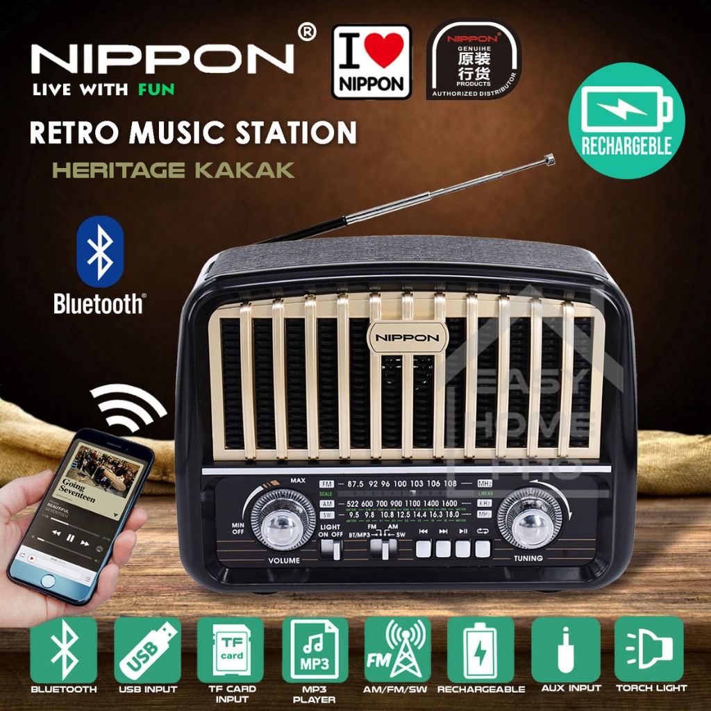 NIPPON KAKAK FM/AM/SW 3 BAND PORTABLE RADIO RECHARGEABLE MULTIBAND ...