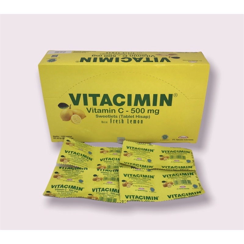 Gula Gula Hisap Vitamin C 500 Mg Vitacimin Perisa Lemon ( 1 Ikat 5 ...