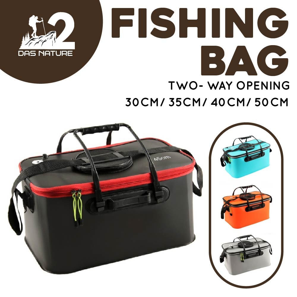 Folding Fishing Bucket Live Fish Bag Oxygen Pump Outdoor Sports Fishing ...