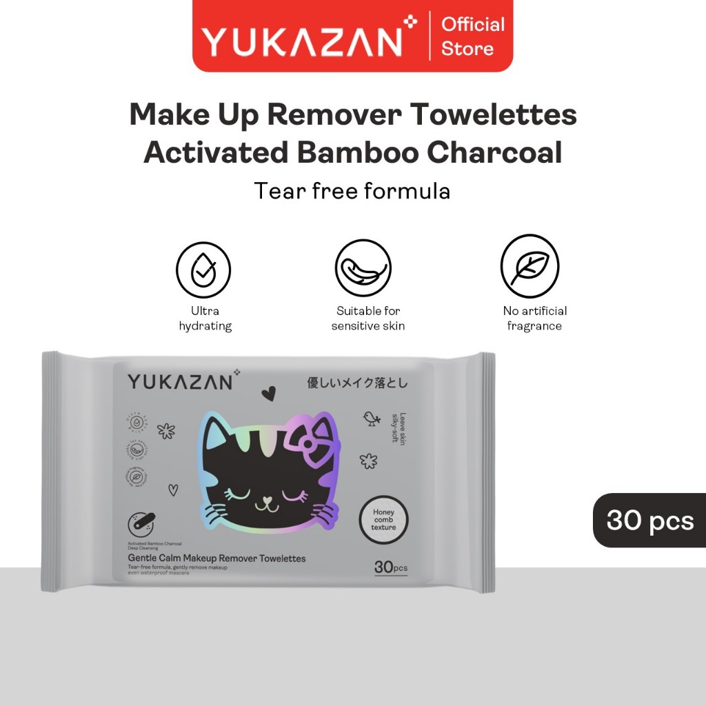 Yukazan Gentle Calm Makeup Remover Towelettes Activated Bamboo Charcoal ...