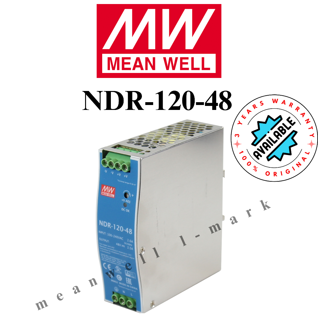 Mean Well NDR-120-48 120W 48V 2.5A MeanWell Single Output Industrial DIN RAIL Power Supply ~ 3 ...