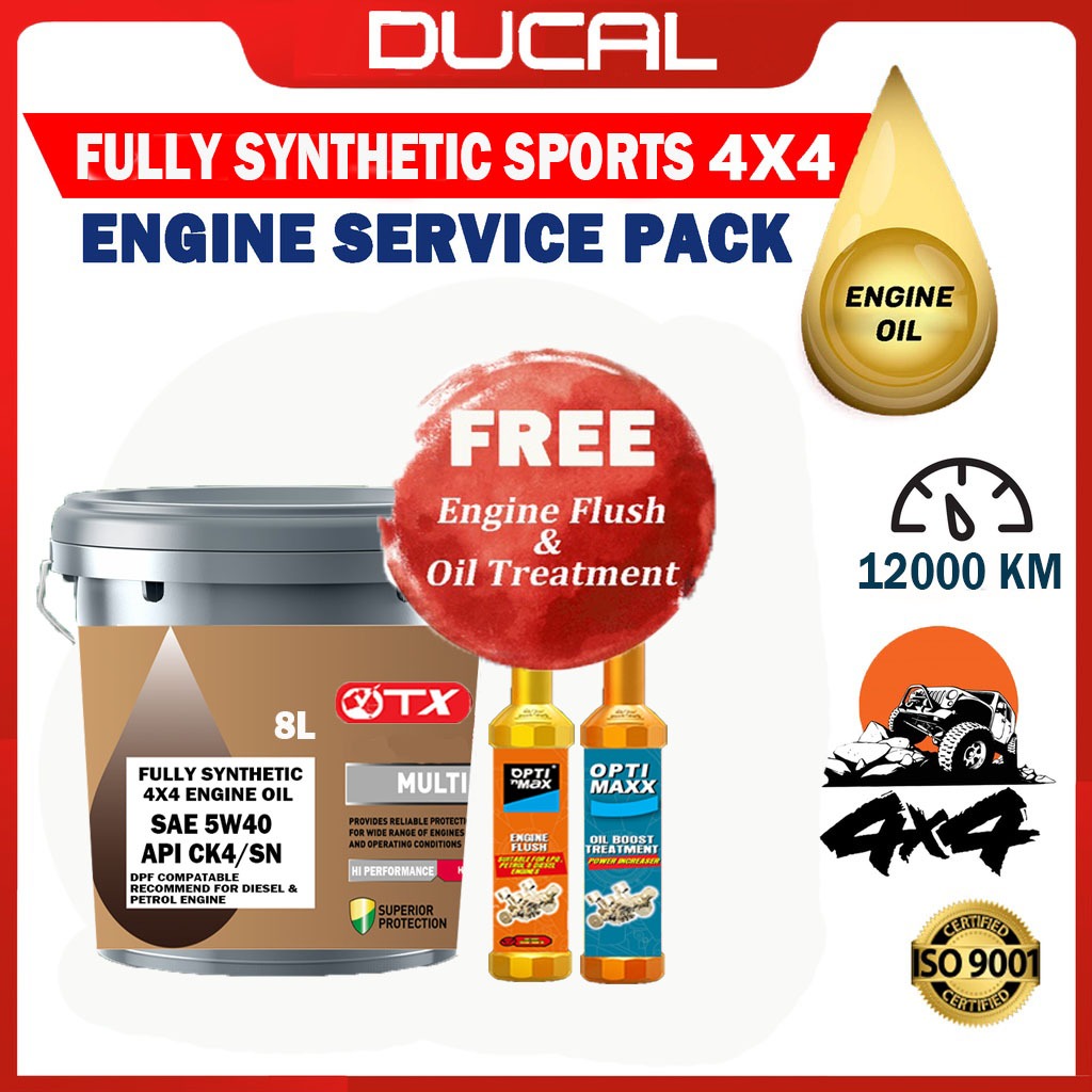 DUCAL FULLY SYNTHETIC DIESEL 4X4 ENGINE OIL 5W40 8L CK4/SN API CK4/SN ...