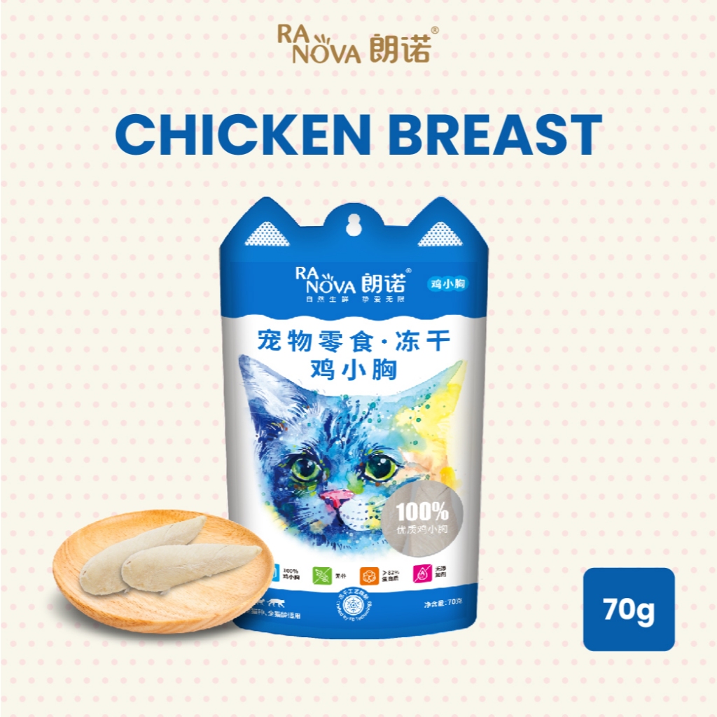 RANOVA Freeze Dried Cat Raw Treats - Chicken breast (small pcs) 70g ...