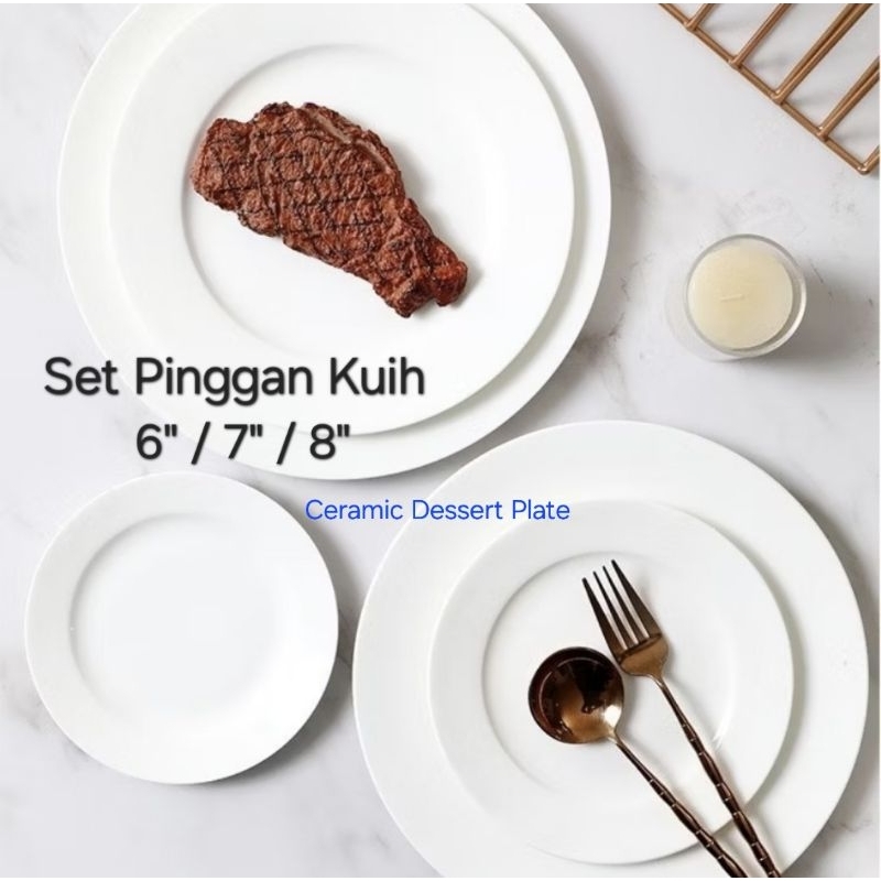 Set Pinggan Kuih Dessert Bread Butter B B Plate 6''/7''/8'' Serving ...