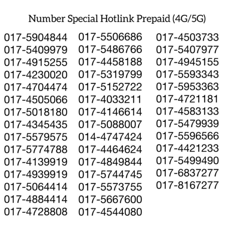 (RM20) NUMBER SPECIAL NUMBER HOTLINK SIM PREPAID (4G/5G) | Shopee Malaysia
