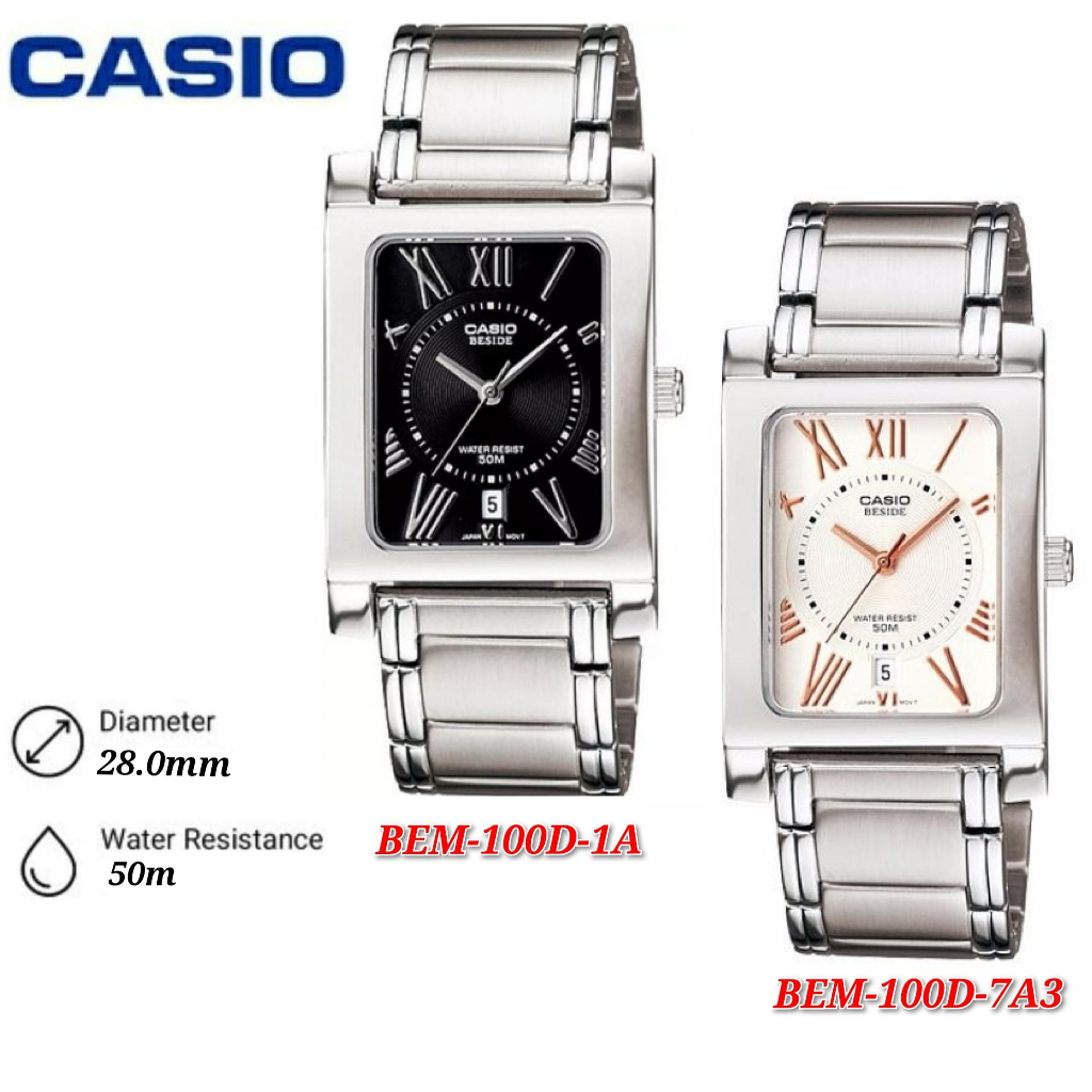 Casio BESIDE Men Date Square Watch BEM-100D | Shopee Malaysia