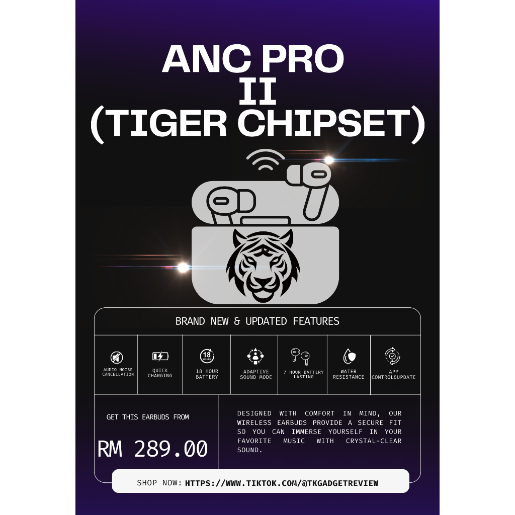 [TIGER CHIPSET]【FREE GIFT】[WITH APP] ANC High Quality WIRELESS BLUETOOH ...