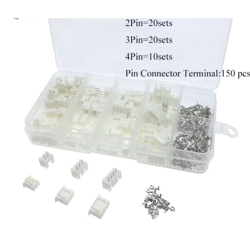 250pcs 50Sets/box 2.54mm XH2.54 2p 3p 4 pin Connector plug + straight needle + terminal socket ...