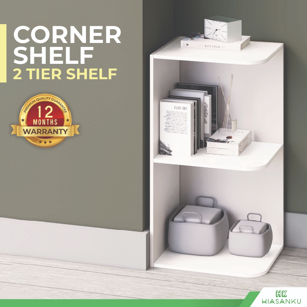 HK Rak Sudut 2 Tingkat Corner Shelf 2 Tier Bookshelf Decorative Shelf ...