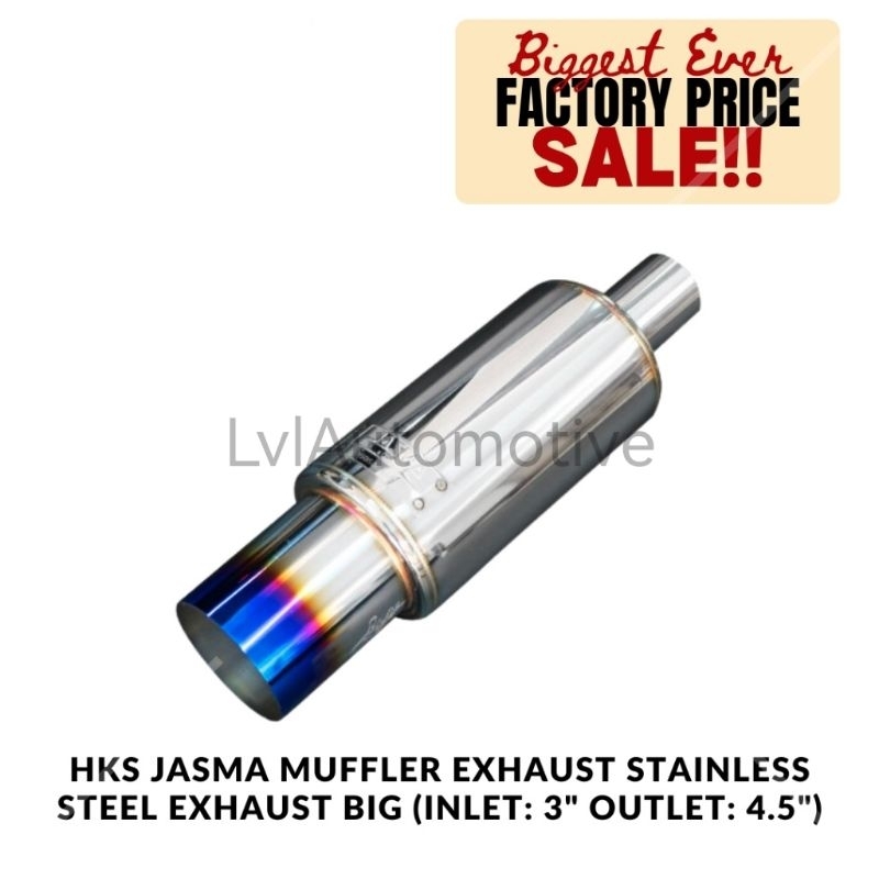 Hks JASMA Car Muffler Exhaust Straight Flow Titanium Face Blue Tip Rear ...