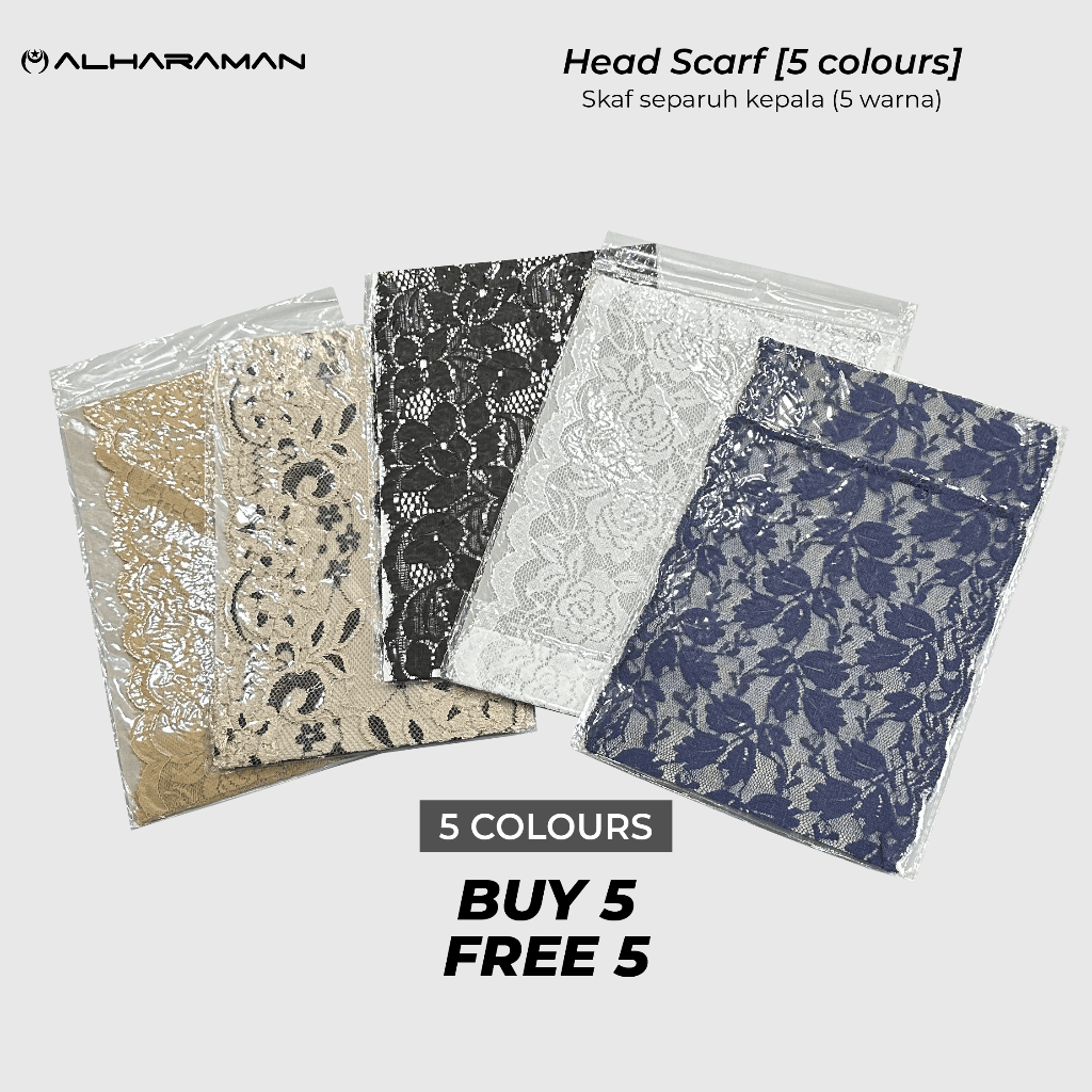 Skaf Rambut Wanita - Skaf Kepala - Buy 5 FREE 5 - (5 warna) FREE SIZE ...