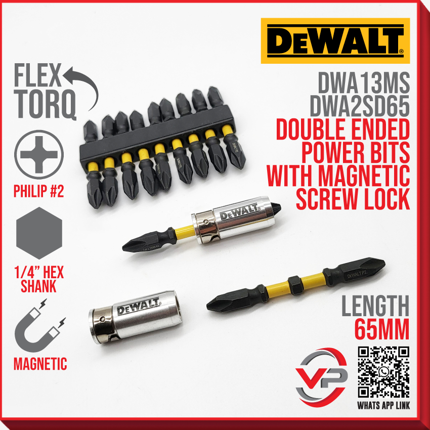 DEWALT DWA13MS DWA2SD65 DOUBLE ENDED MAGNETIC SCREW LOCK SCREWDRIVER ...
