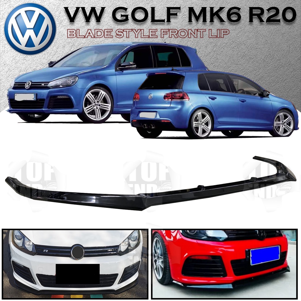 VOLKSWAGEN GOLF MK6 R20 BLADE STYLE FRONT V-LIP BUMPER LIP WITH PAINT ...