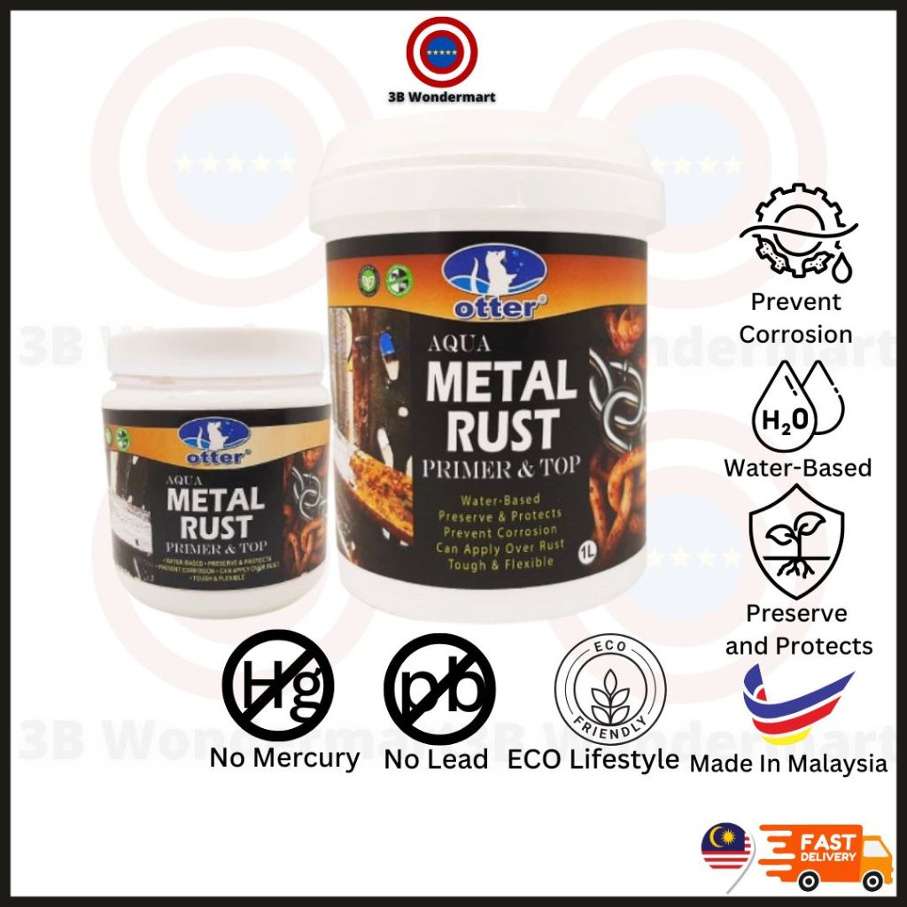 280ml/1L Aqua Metal Rust Primer Otter • Metal Anti Rust •Water Based ...