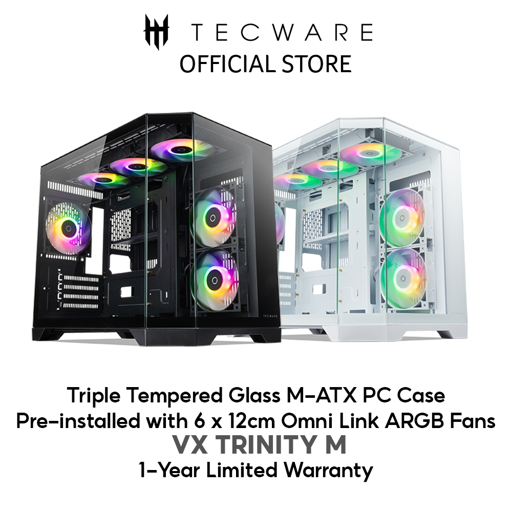 TECWARE VX TRINITY M TRIPLE TEMPERED GLASS M-ATX CASE WITH PRE-INSTALL ...