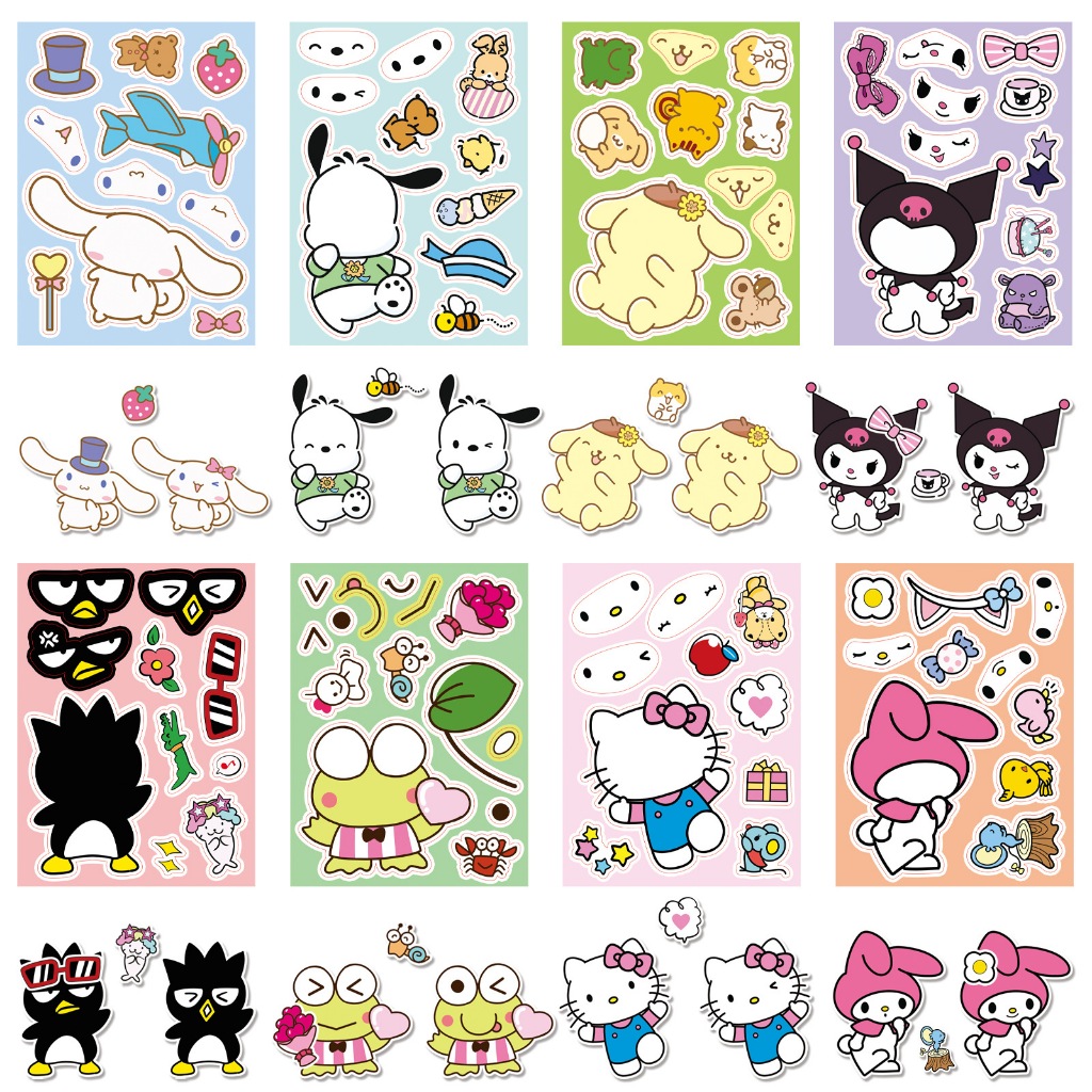 Make A Face Kuromi Sticker Capybara Sticker Set 8pcs Cartoon Decoration ...