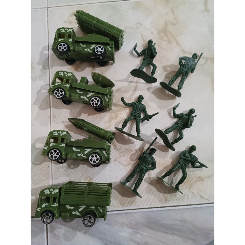 4 pullback army car lorry toys with 6 pcs soldier pretend play model ...