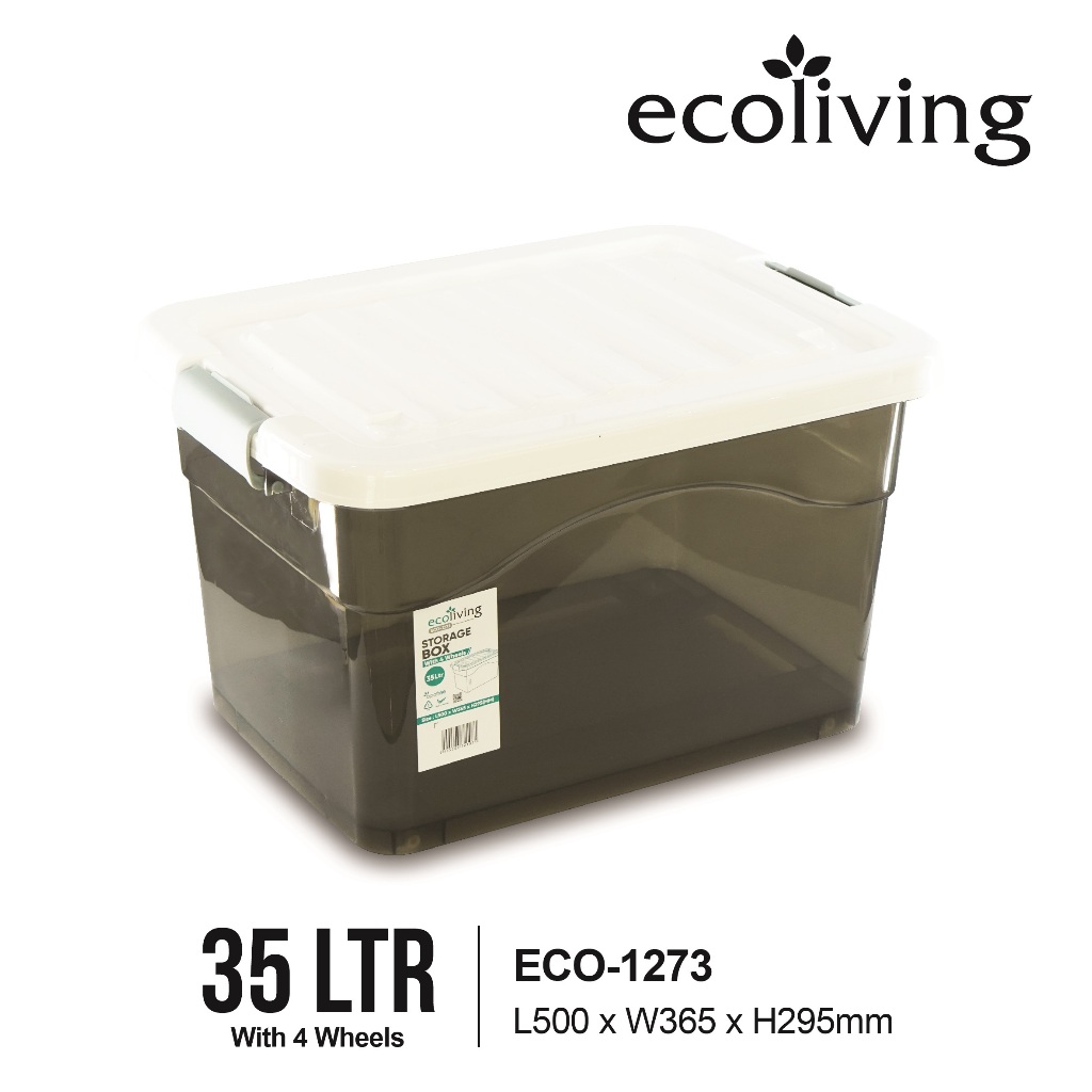 ECO LIVING 10,16L Stackable Storage Box With Wheels, Space Organizer, Kotak Penyimpanan, ECO ...
