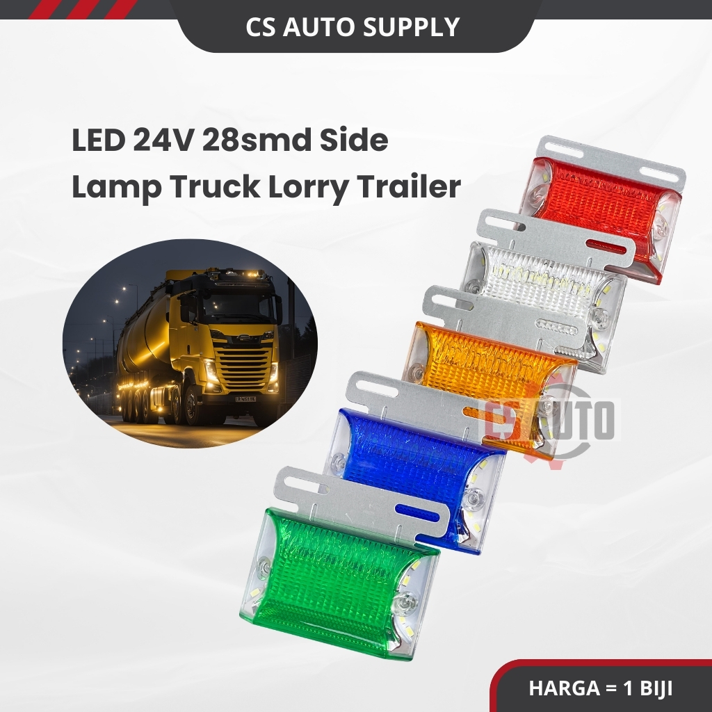 LED 24V 28SMD SIDE LAMP WHITE YELLOW TRAILER LORRY TRUCK LAMPU TEPI ...