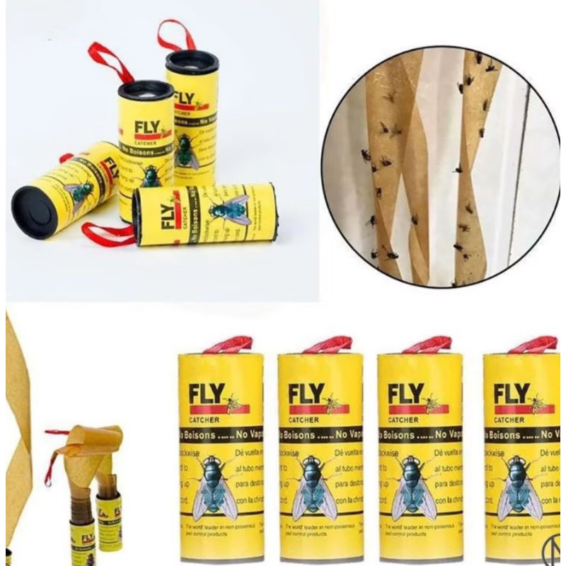 4 botol kertas lalat panjang jenis boleh gantung roll fly sticker ...
