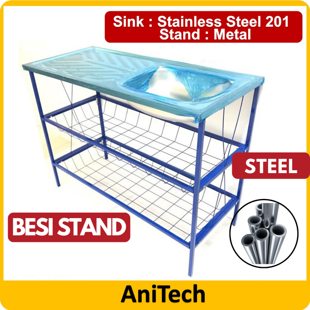 18" x 42" Kitchen Stainless Steel Sink with Steel Besi Stand Complete ...