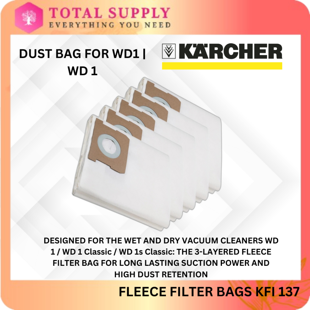 (1PCS) WD1 FLEECE FILTER BAGS KARCHER FOR WD 1 / WD 1 Classic / WD 1s ...