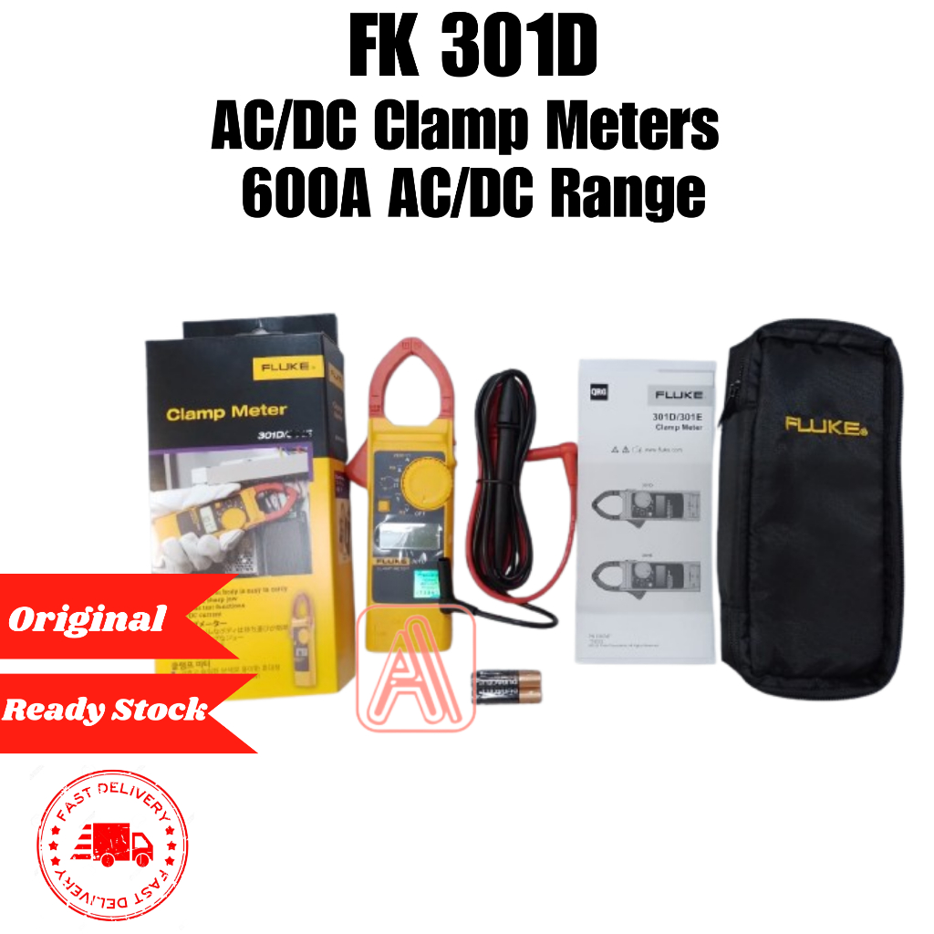 Fluke 301D AC/DC Clamp Meter, 600A AC/DC range-Original | Shopee Malaysia