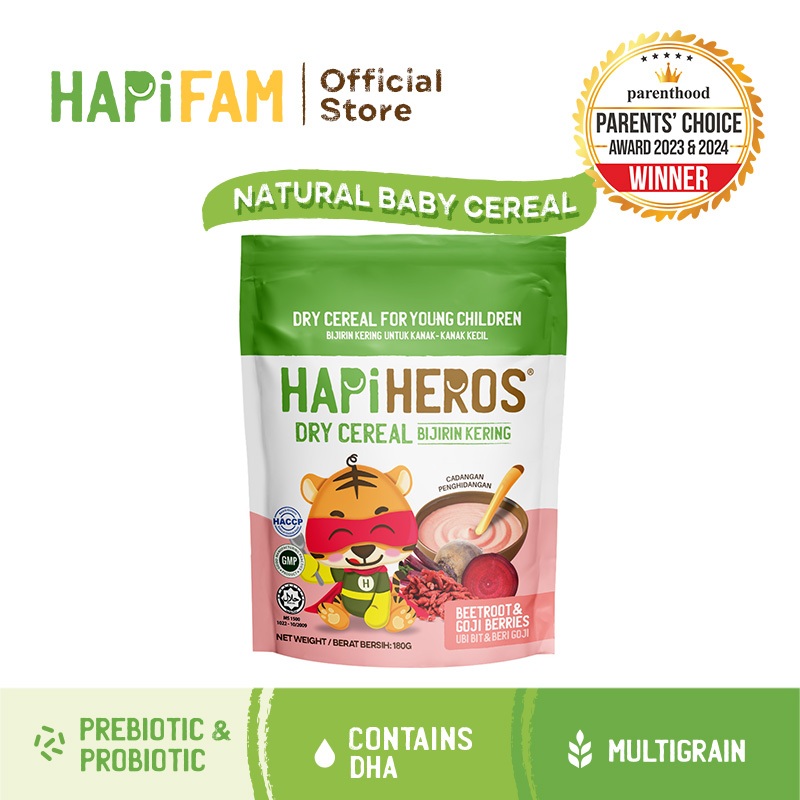 HAPIHEROS® Natural Baby Cereal Beetroot & Goji Berries (180g/Pouch ...