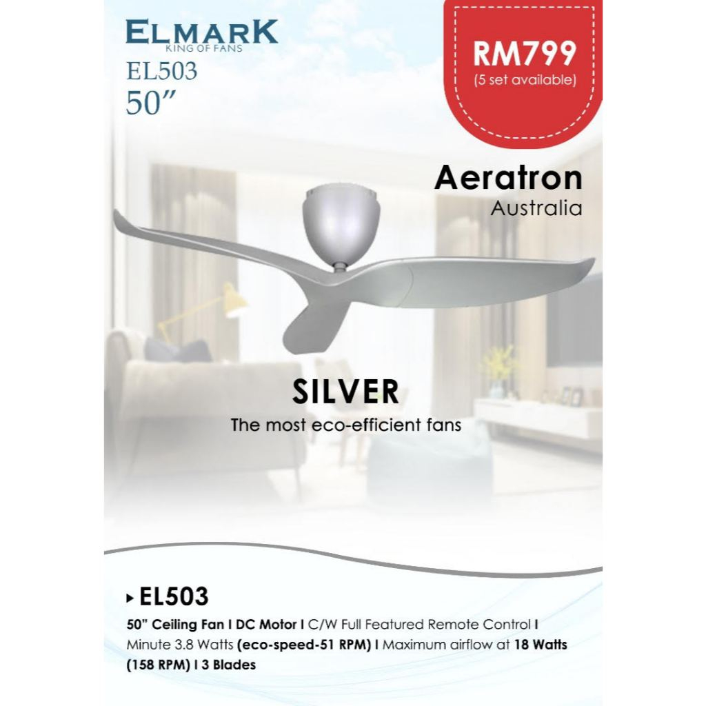 Ceiling Fan Elmark AERATRON 50" 3Blade | 遥控风扇 | Shopee Malaysia