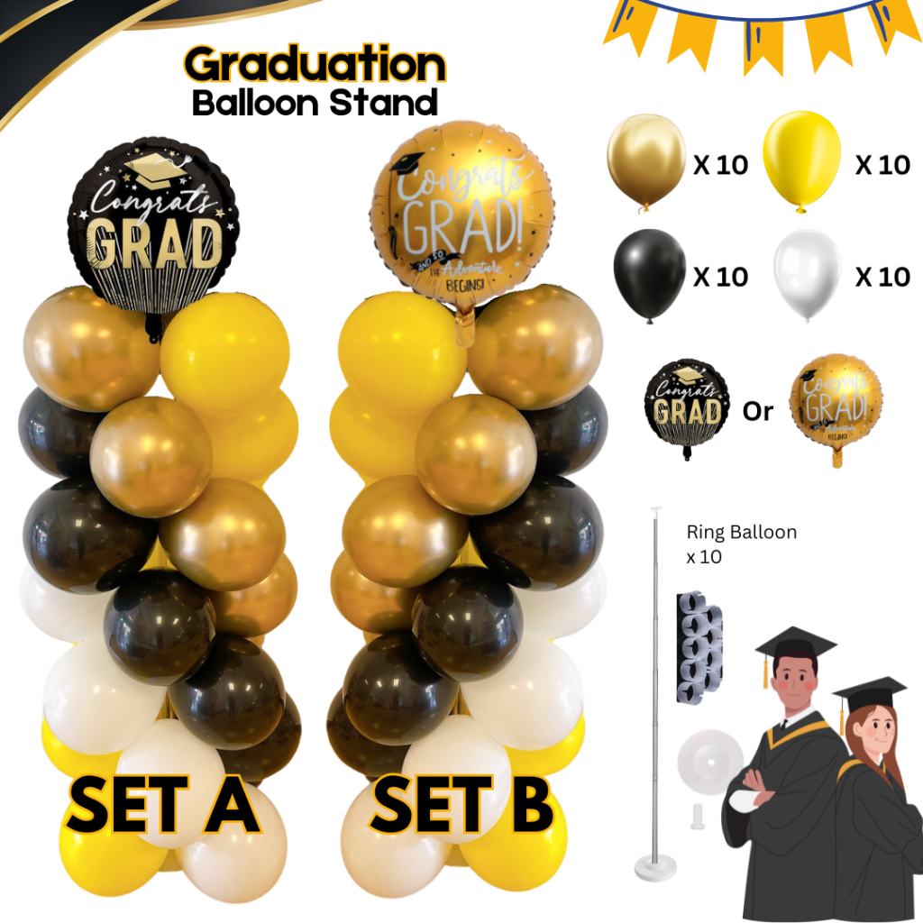 🎓 Graduation Balloon Stand Set Grad Congratulation Decor Party ...