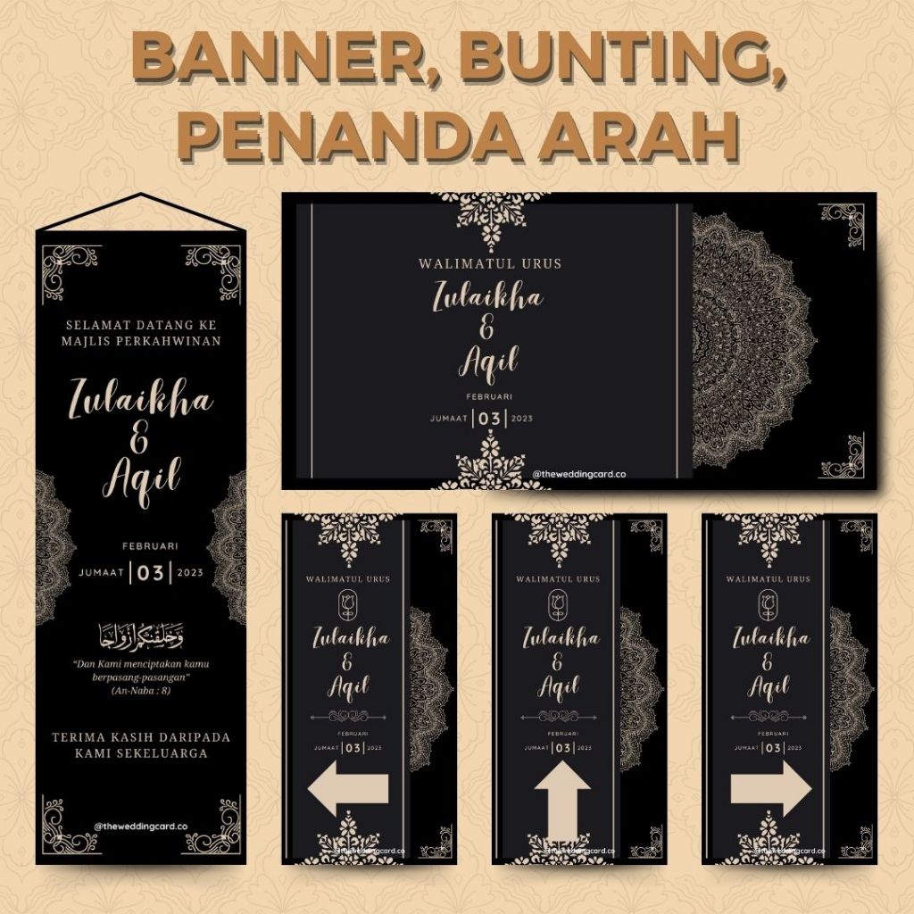 Pakej Bunting Kahwin | Wedding Banner | Penunjuk Penanda Arah | Nikah ...