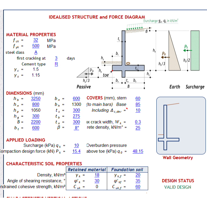 Retaining Wall Design Excel Spreadsheet to Eurocode | Shopee Malaysia