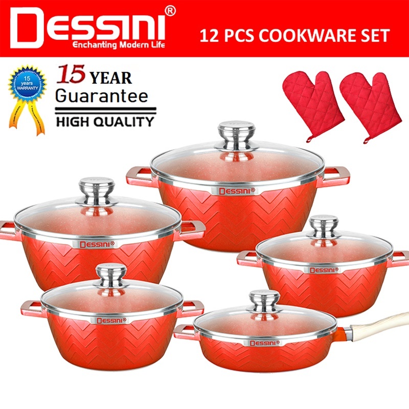 Clearance 12pcs Dessini ITALY Granite Coating with Non-Stick Cookware ...