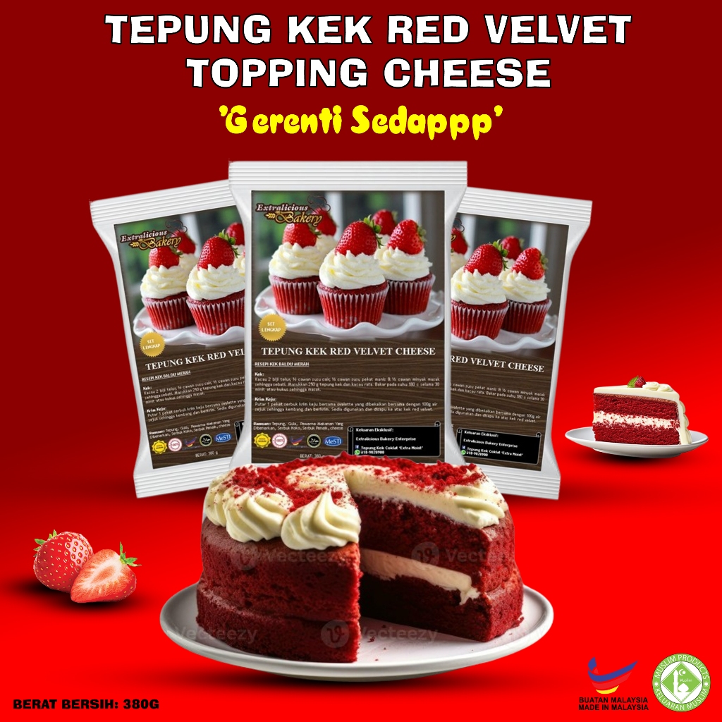 PROMO) TEPUNG KEK RED VELVET TOPPING CHEESE | Shopee Malaysia