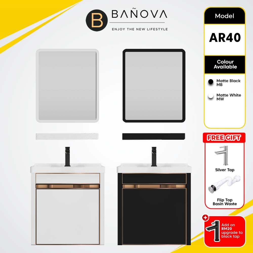BANOVA Stainless Steel AURA Bathroom Cabinet Basin Set with Mirror and ...