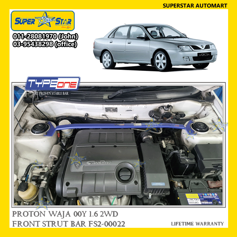 🔥MAT-BLUE COLOR 🔥 TYPE ONE STABLE BAR - PROTON WAJA 2000Y 1.6/1.8 ...